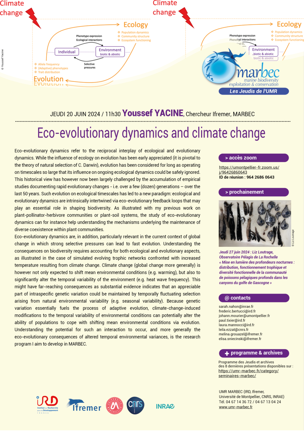 20/06/2024 at 11:30 "Eco-evolutionary dynamics and climate change ...